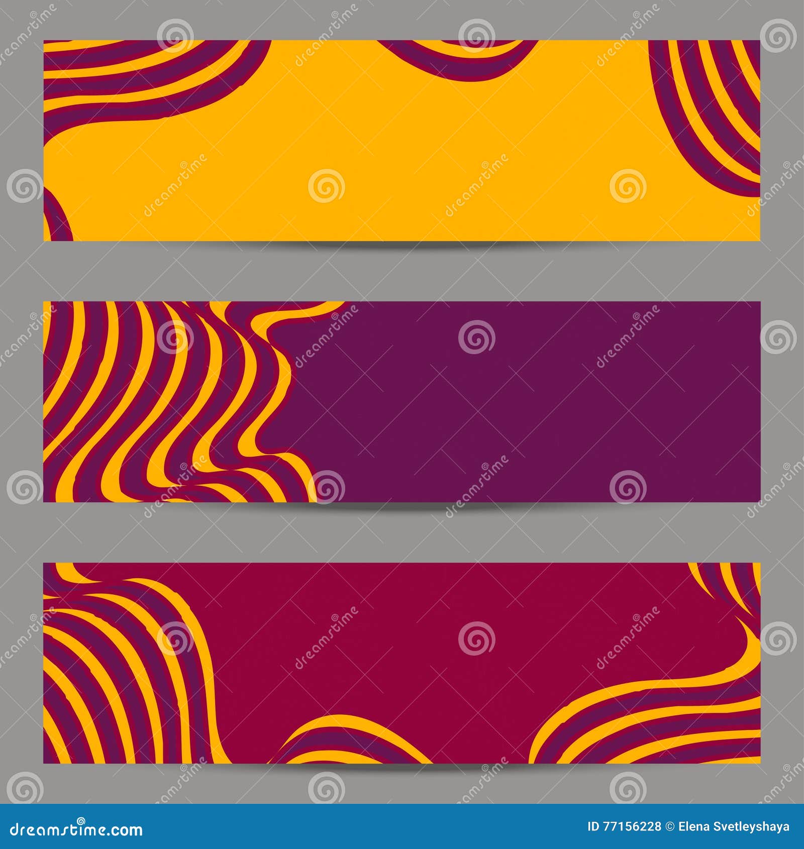 Set of Modern Design Banners, Headers Template with Abstract 3d Volume ...