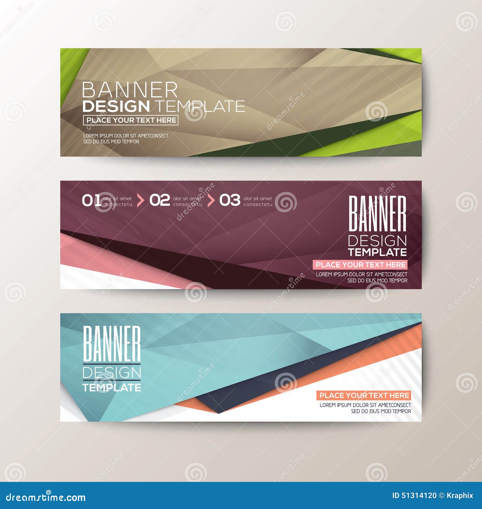 Set of Modern Design Banners Template with Abstract Triangle Polygon ...