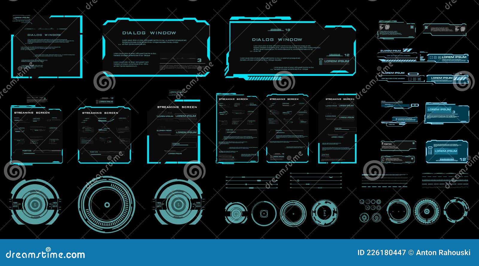 Set of Modern Dialog HUD Interface Elements. Green Streaming Bar Stock ...