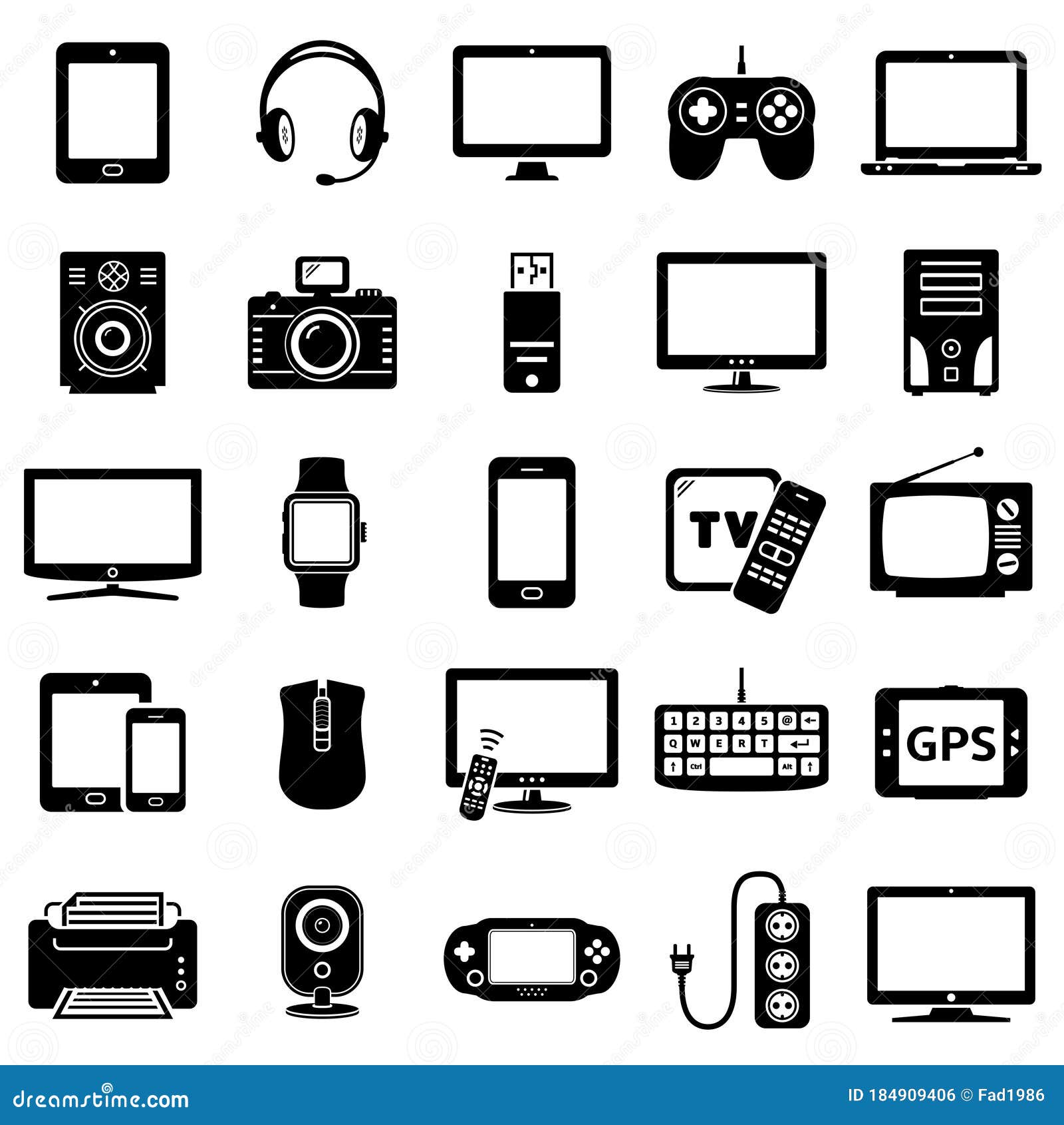 Set of Modern Digital Devices Icons Stock Vector - Illustration of ...