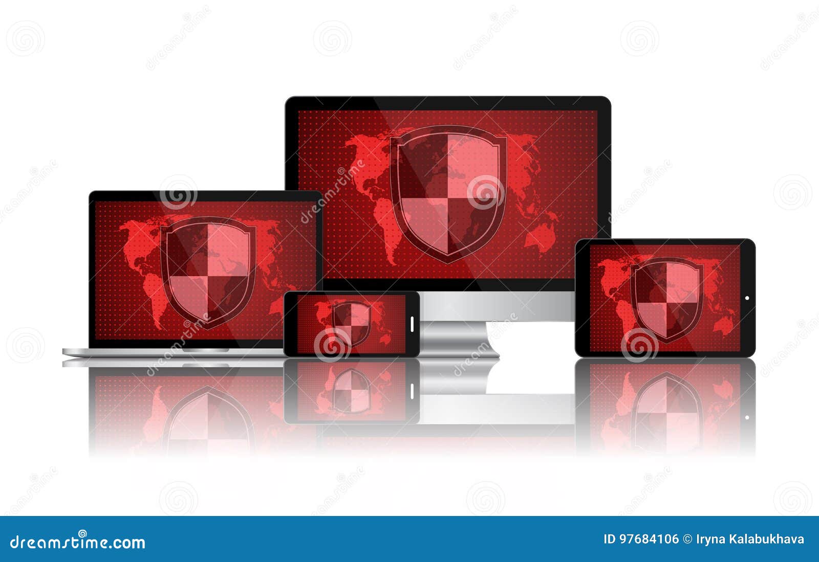 Set of Modern Digital Devices with Virus Stock Vector - Illustration of ...