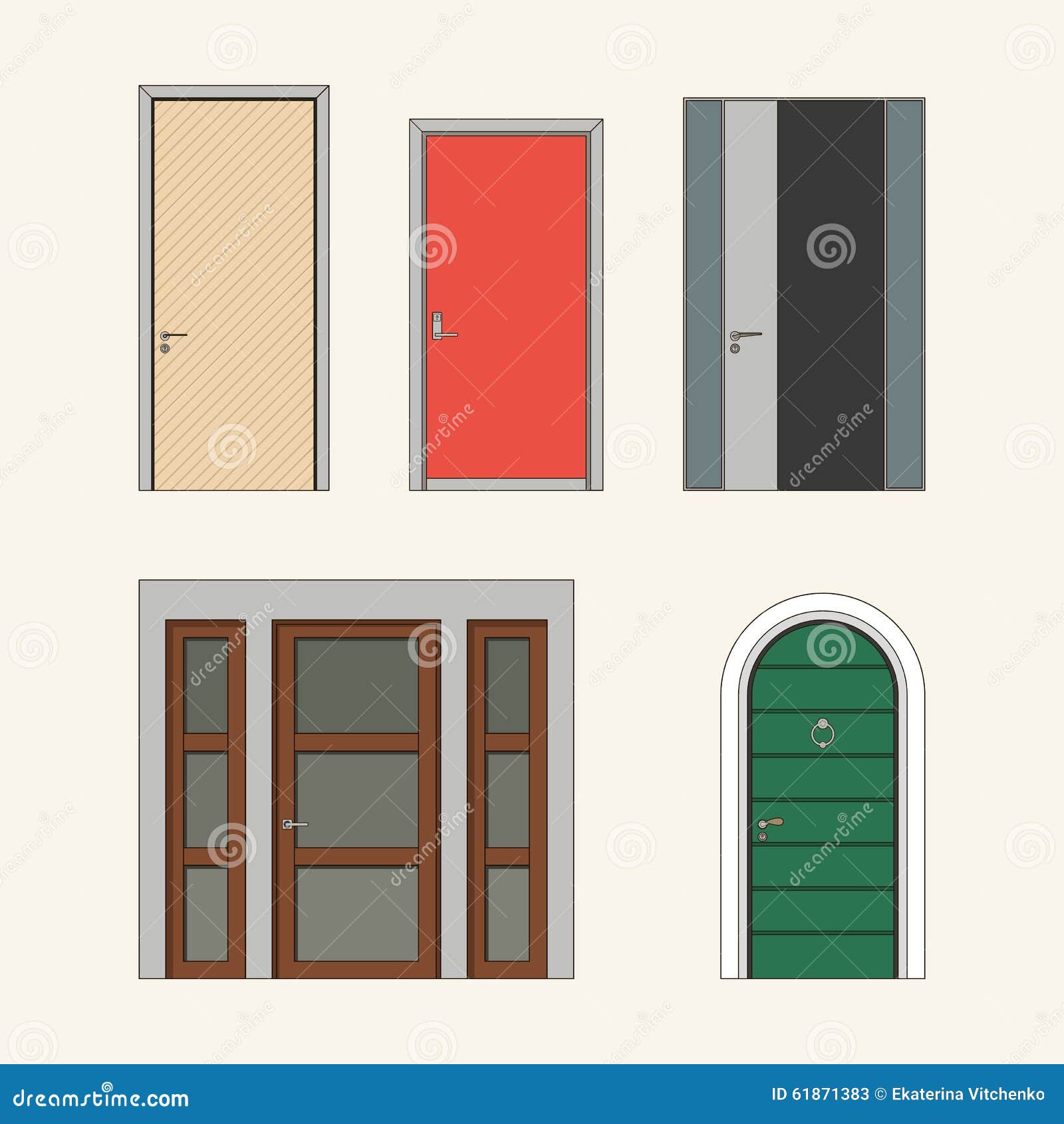 Set of modern doors stock vector. Illustration of entrance - 61871383