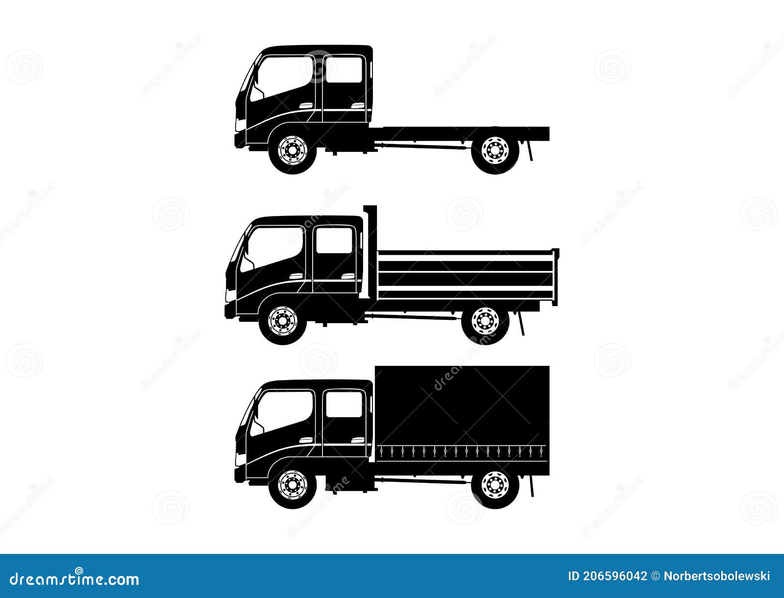 Set of Modern Double Cab Truck Silhouettes. Stock Vector - Illustration ...