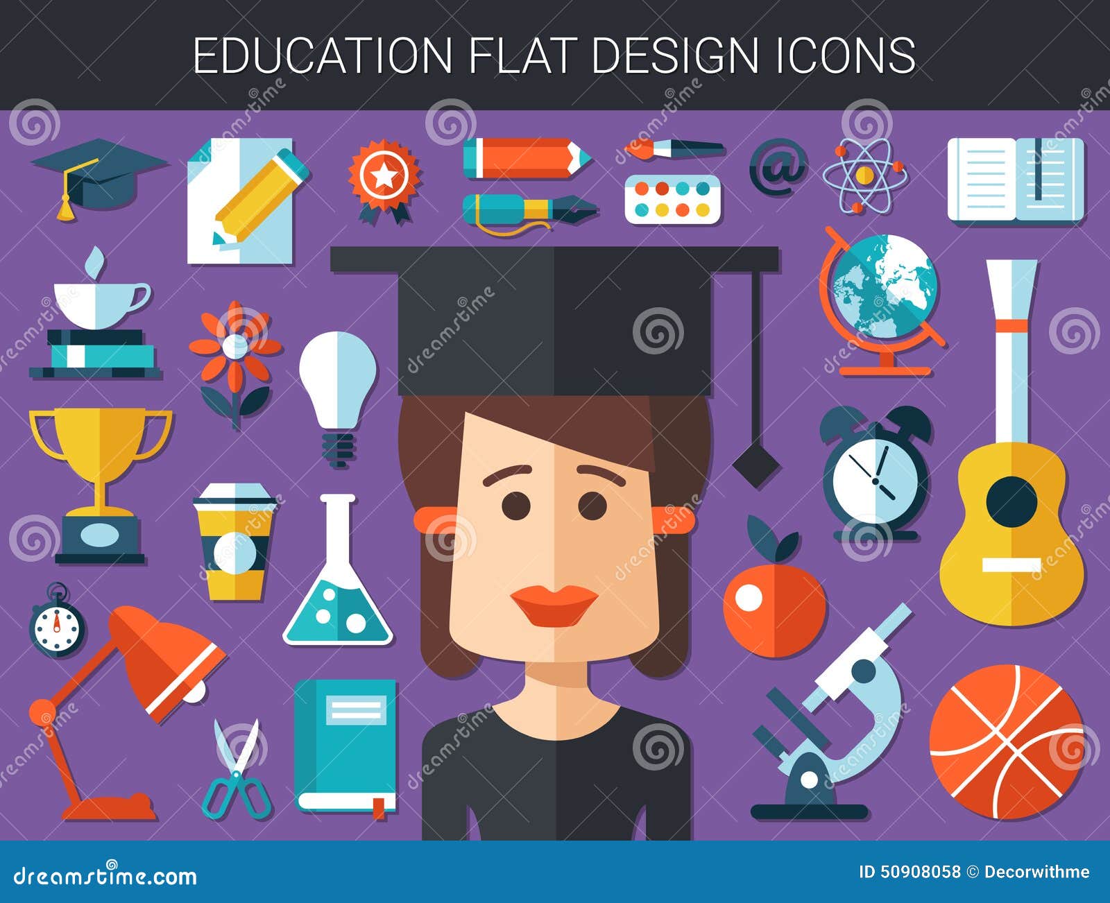 Set of Modern Education Flat Design Icons Stock Vector - Illustration ...