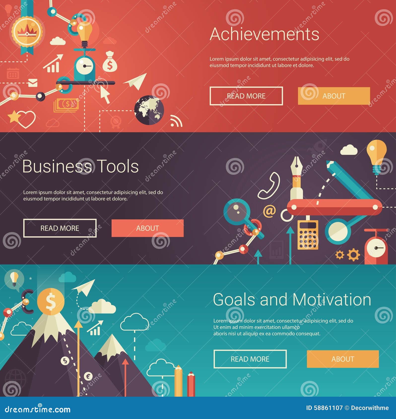 Set of Modern Flat Design Business Banners Stock Vector - Illustration ...