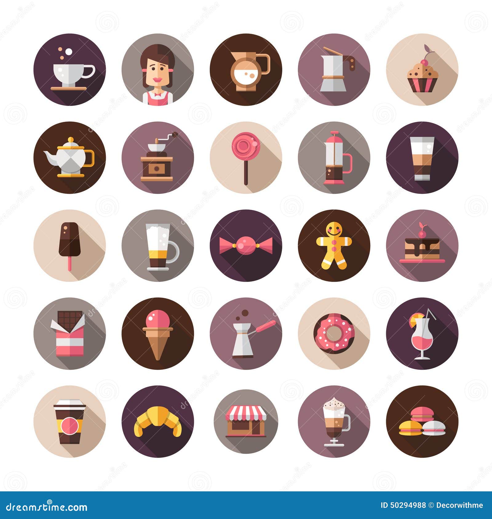 Set of Modern Flat Design Coffee-shop, Cafe and Stock Vector ...