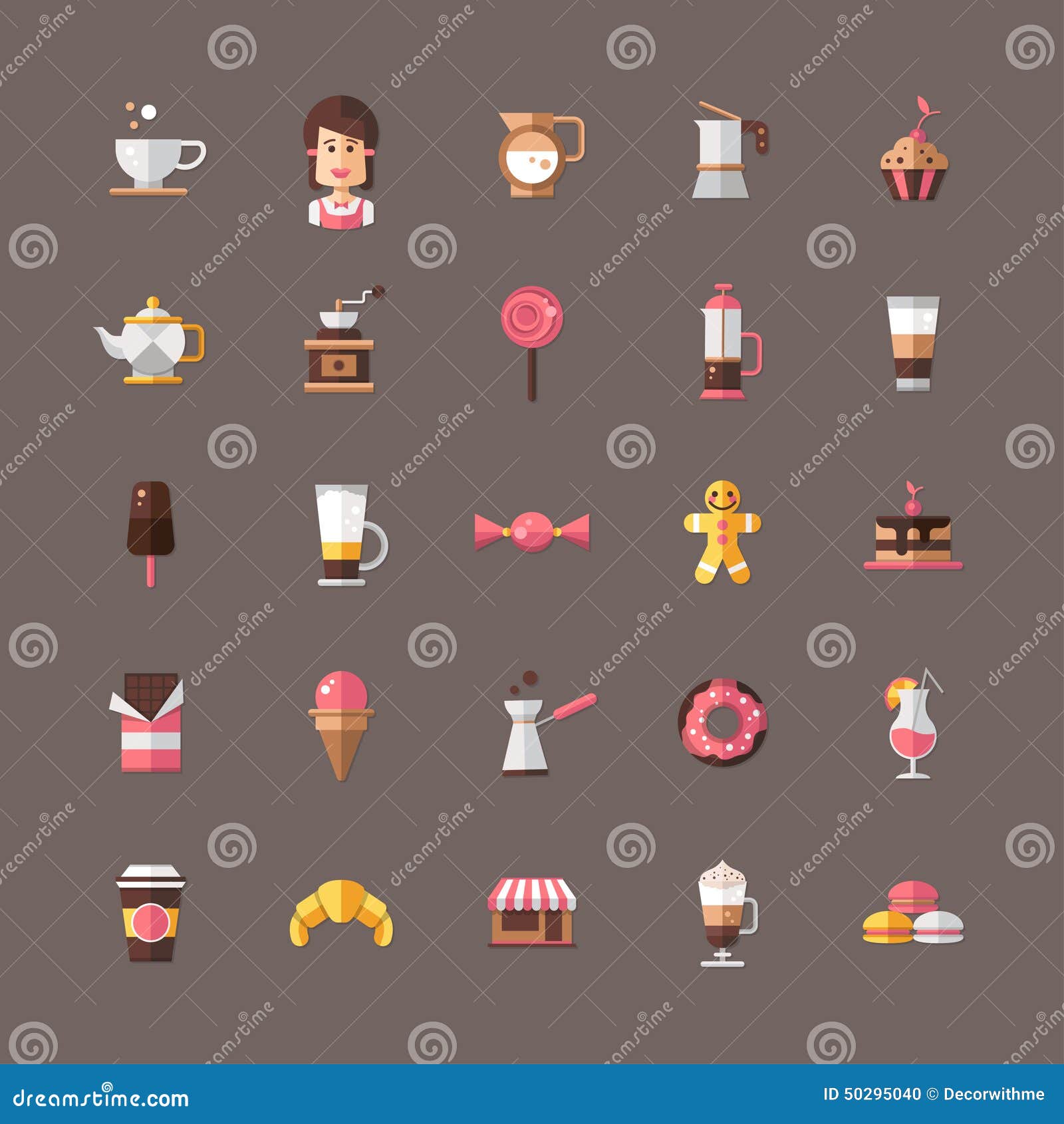 Set of Modern Flat Design Coffee-shop, Cafe and Stock Vector ...