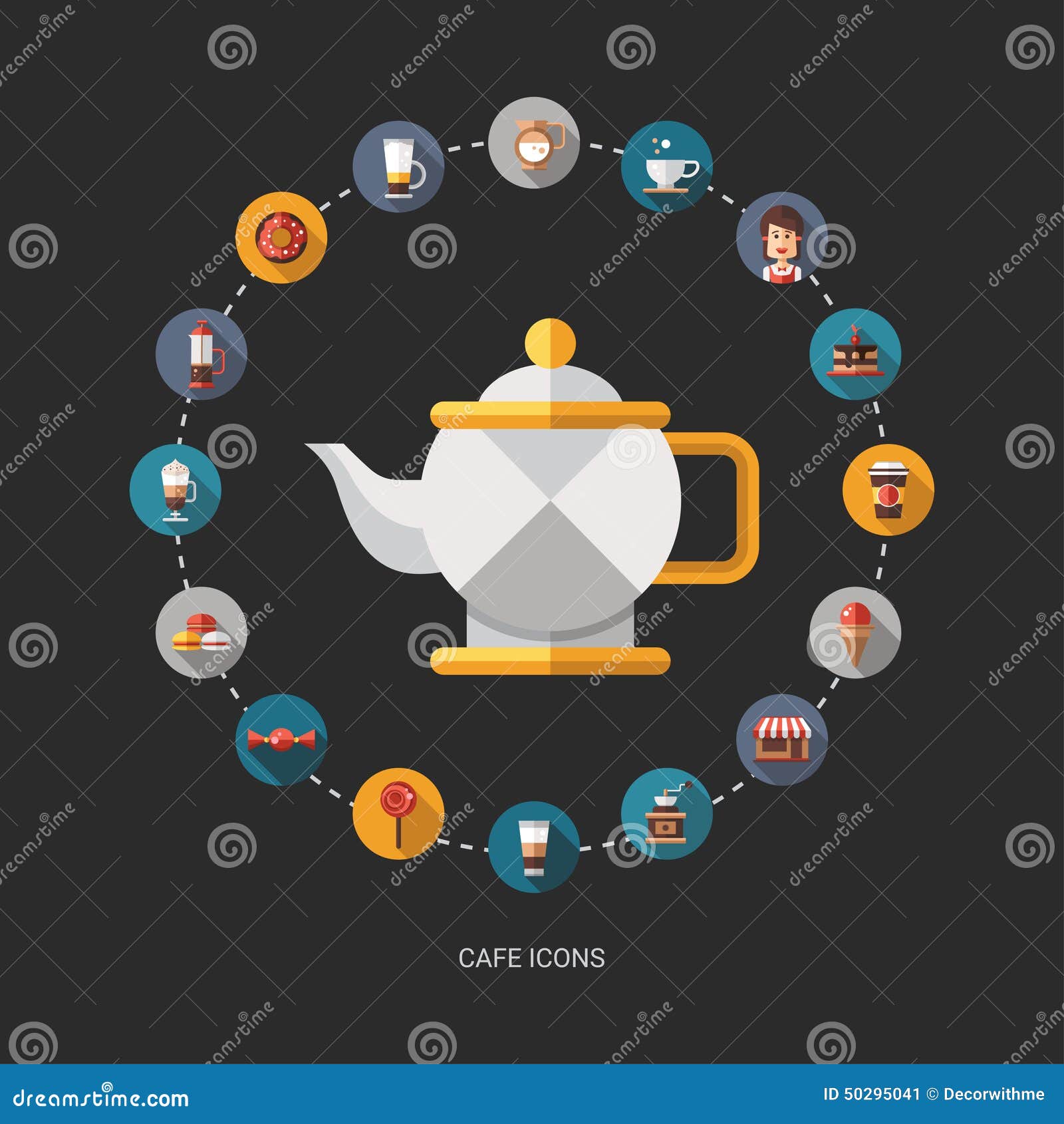 Set of Modern Flat Design Coffee-shop, Cafe and Stock Vector ...