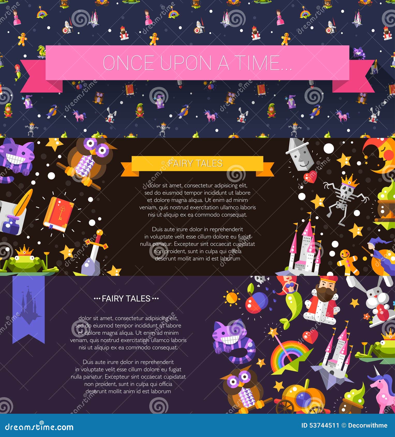 Set of Modern Flat Design Fairy Tales and Magic Stock Vector ...