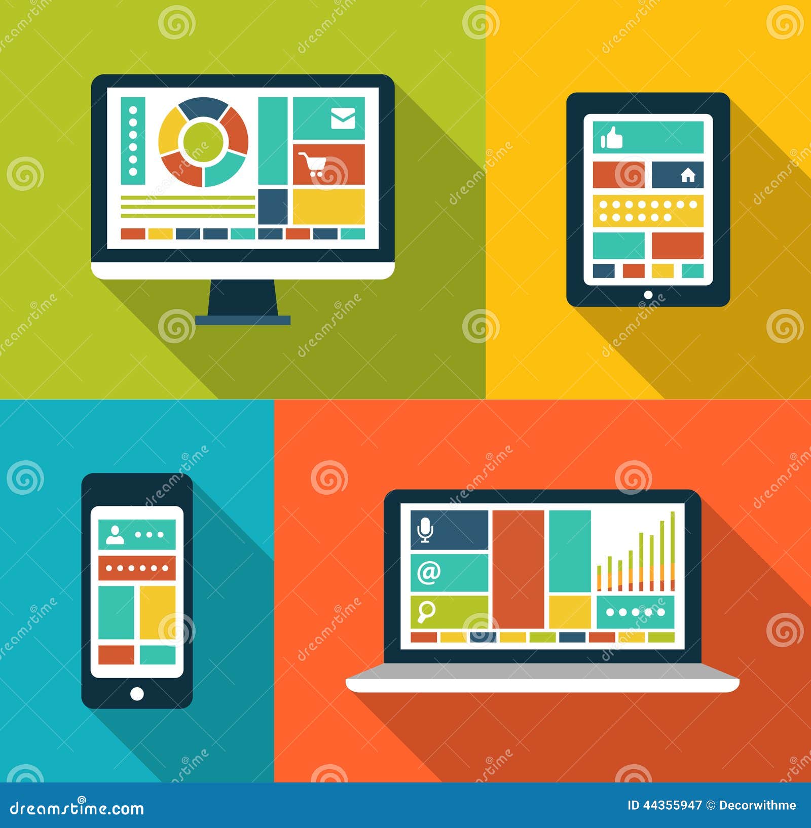 Set of Modern Flat Design Gadget Icons Stock Vector - Illustration of ...