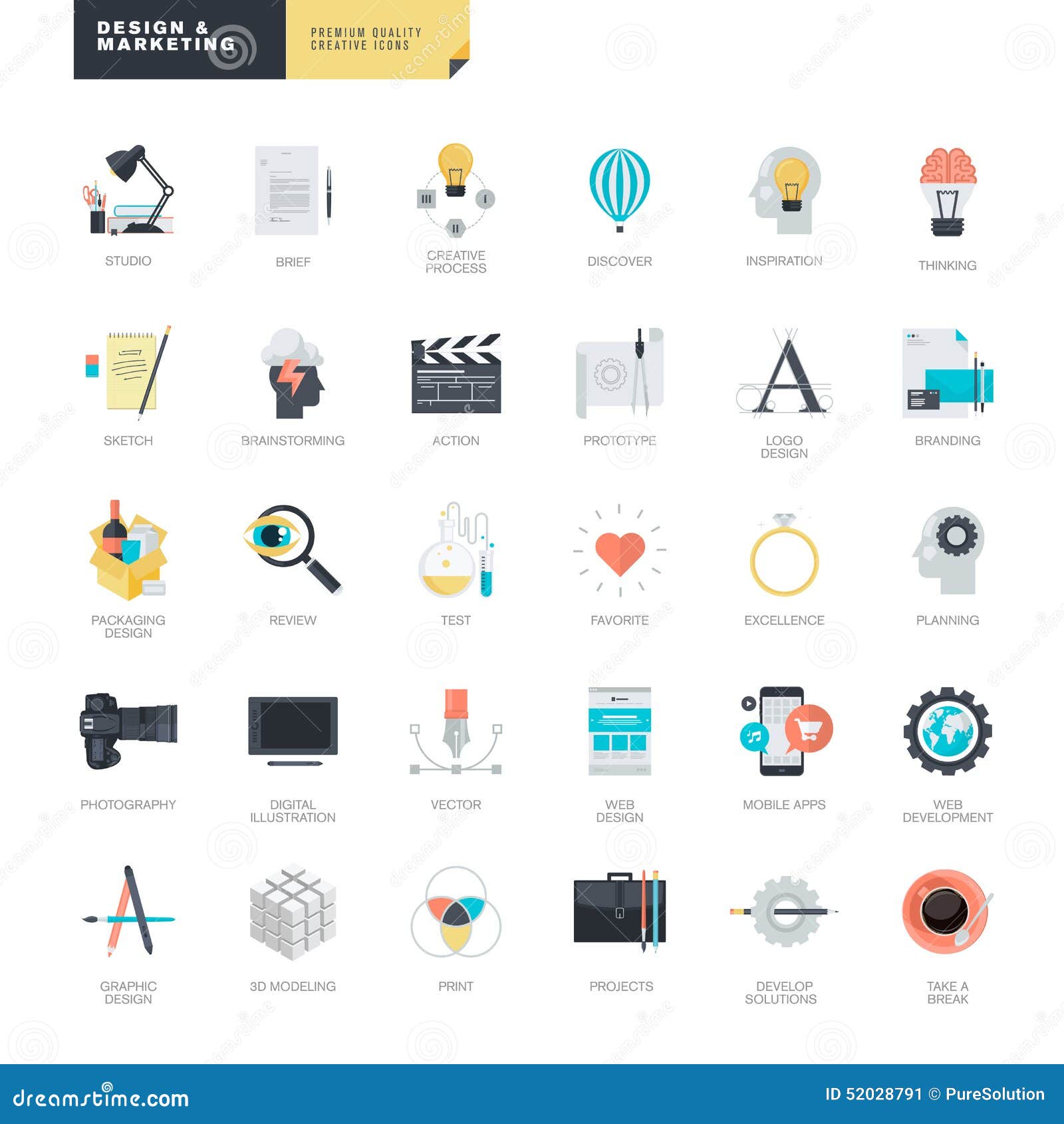 Set of Modern Flat Design Icons for Graphic and Web Designers Stock ...