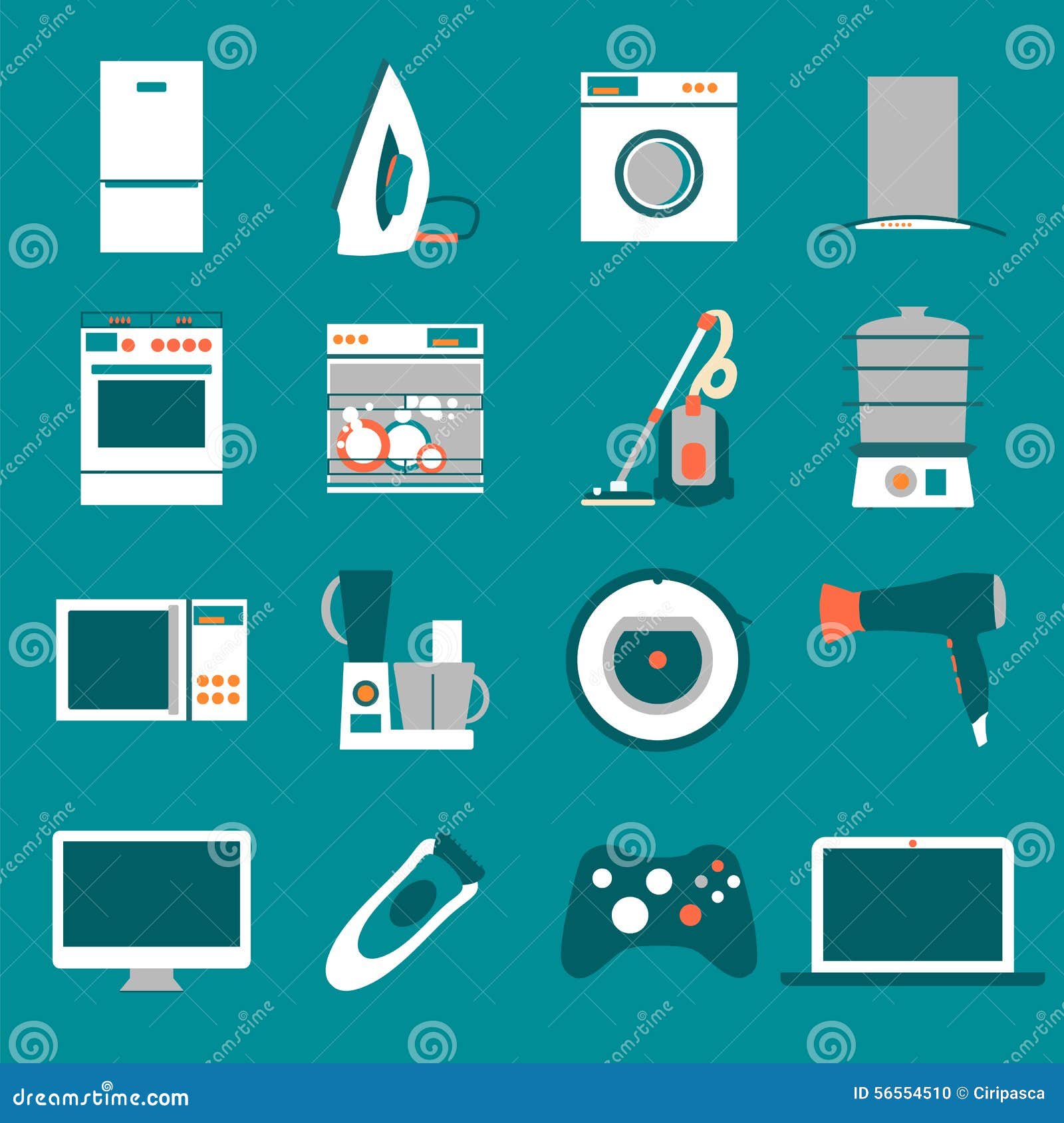 Set Modern Flat Design Icons of Home Appliances Stock Vector ...