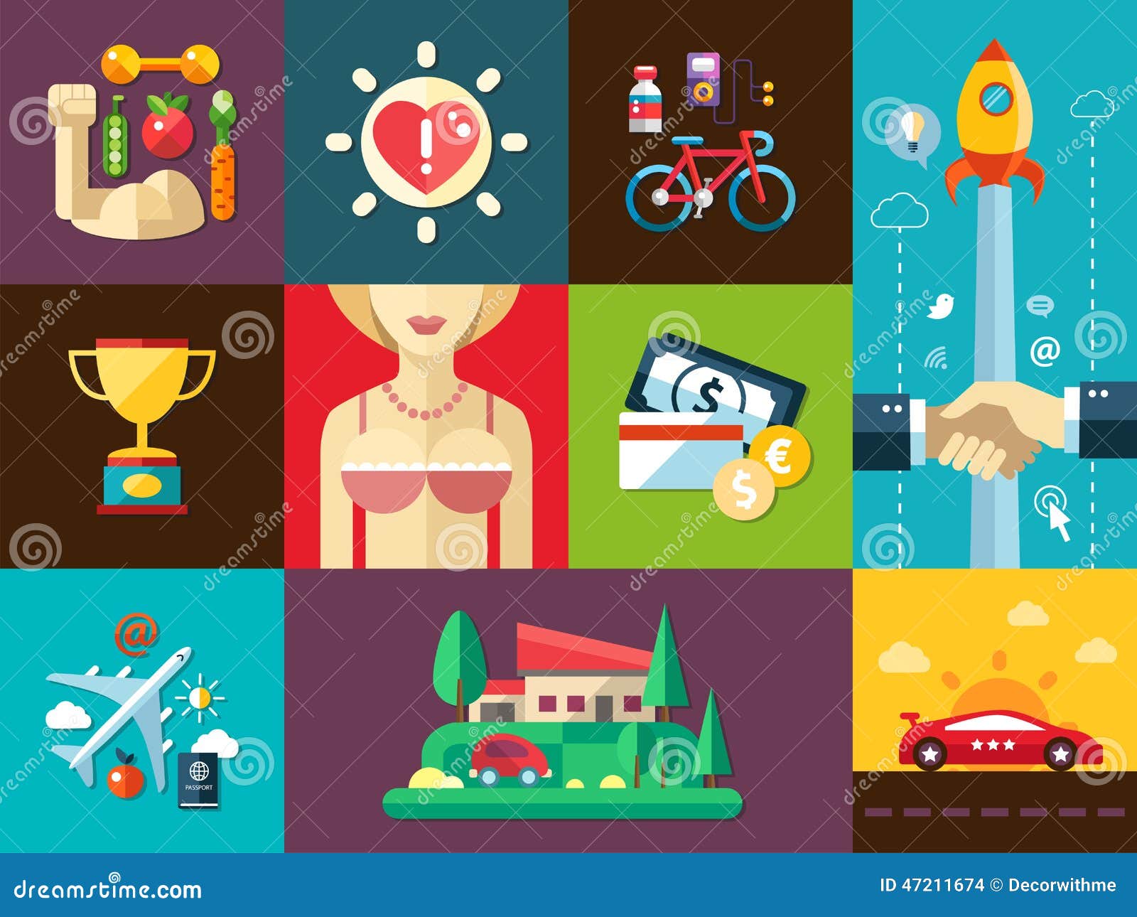 Set of Modern Flat Design Men S Good Things Icons Stock Vector ...