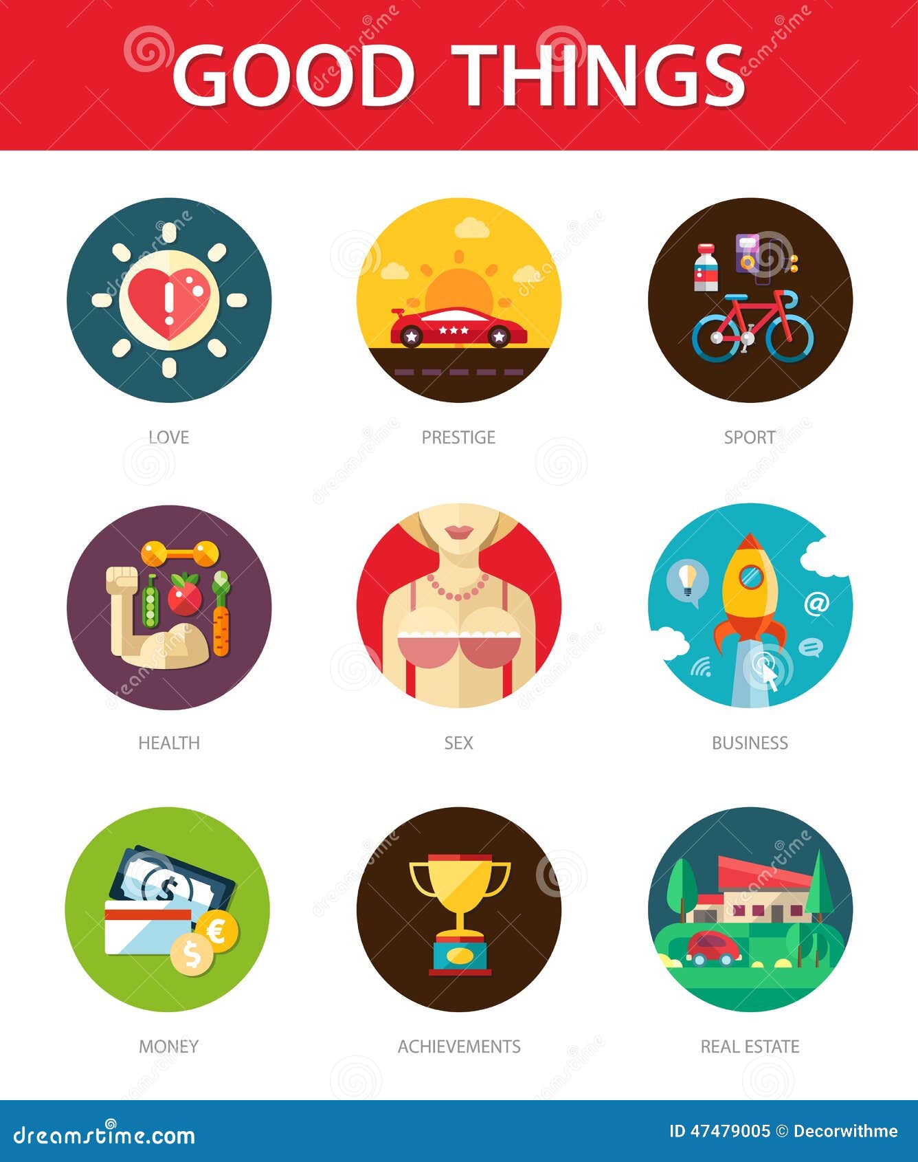 Set of Modern Flat Design Men S Good Things Icons Stock Vector ...