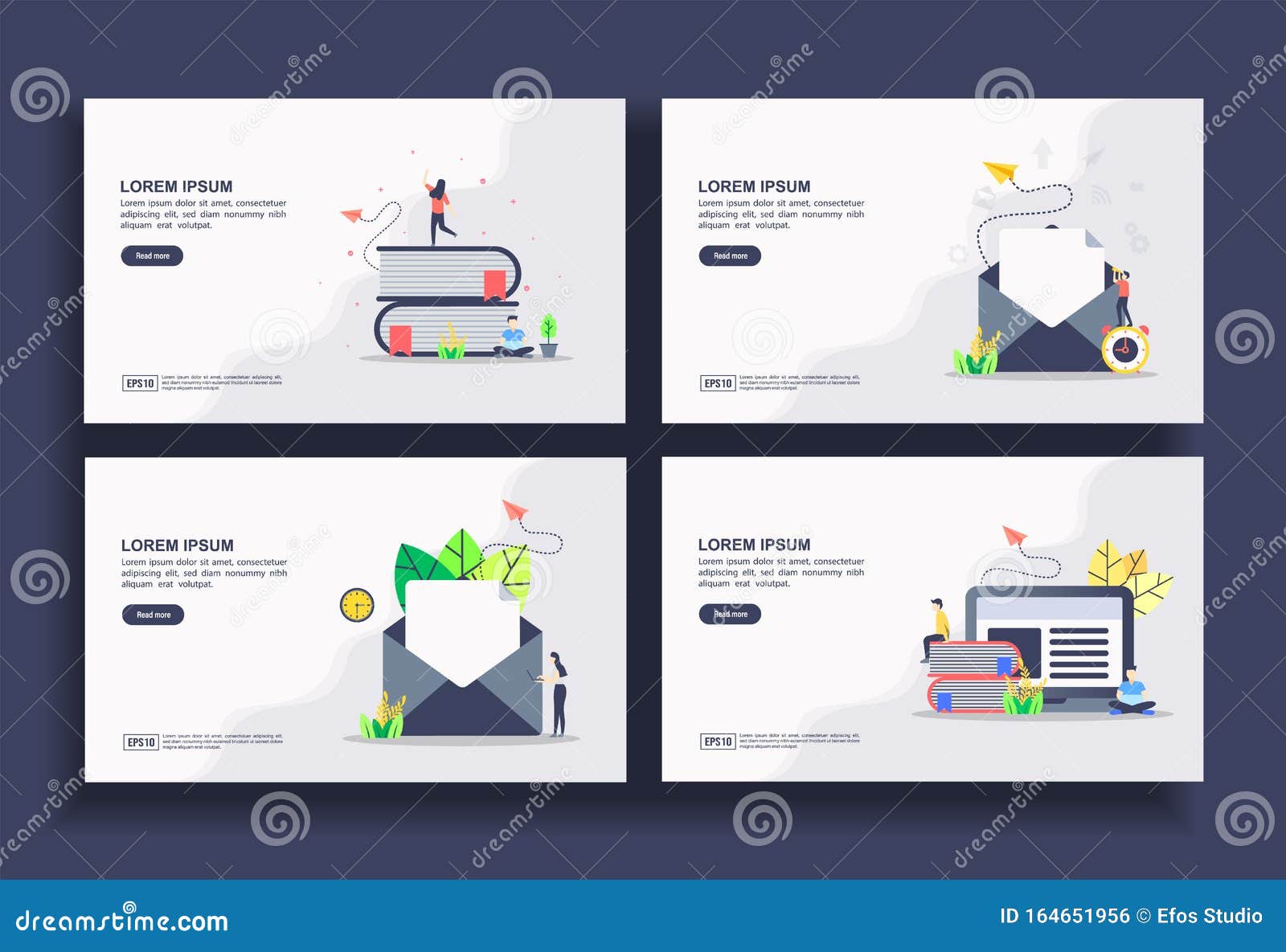 Set of Modern Flat Design Templates for Business, E Learning, Message ...