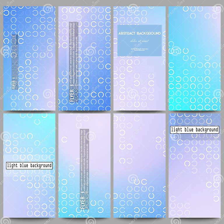 Set of Modern Flyers. Abstract White Circles on Light Blue Background ...
