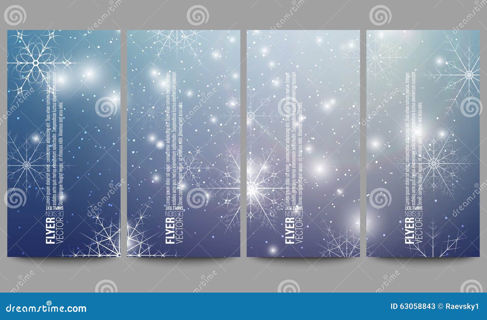 Set of Modern Flyers. Blue Abstract Winter Stock Vector - Illustration ...