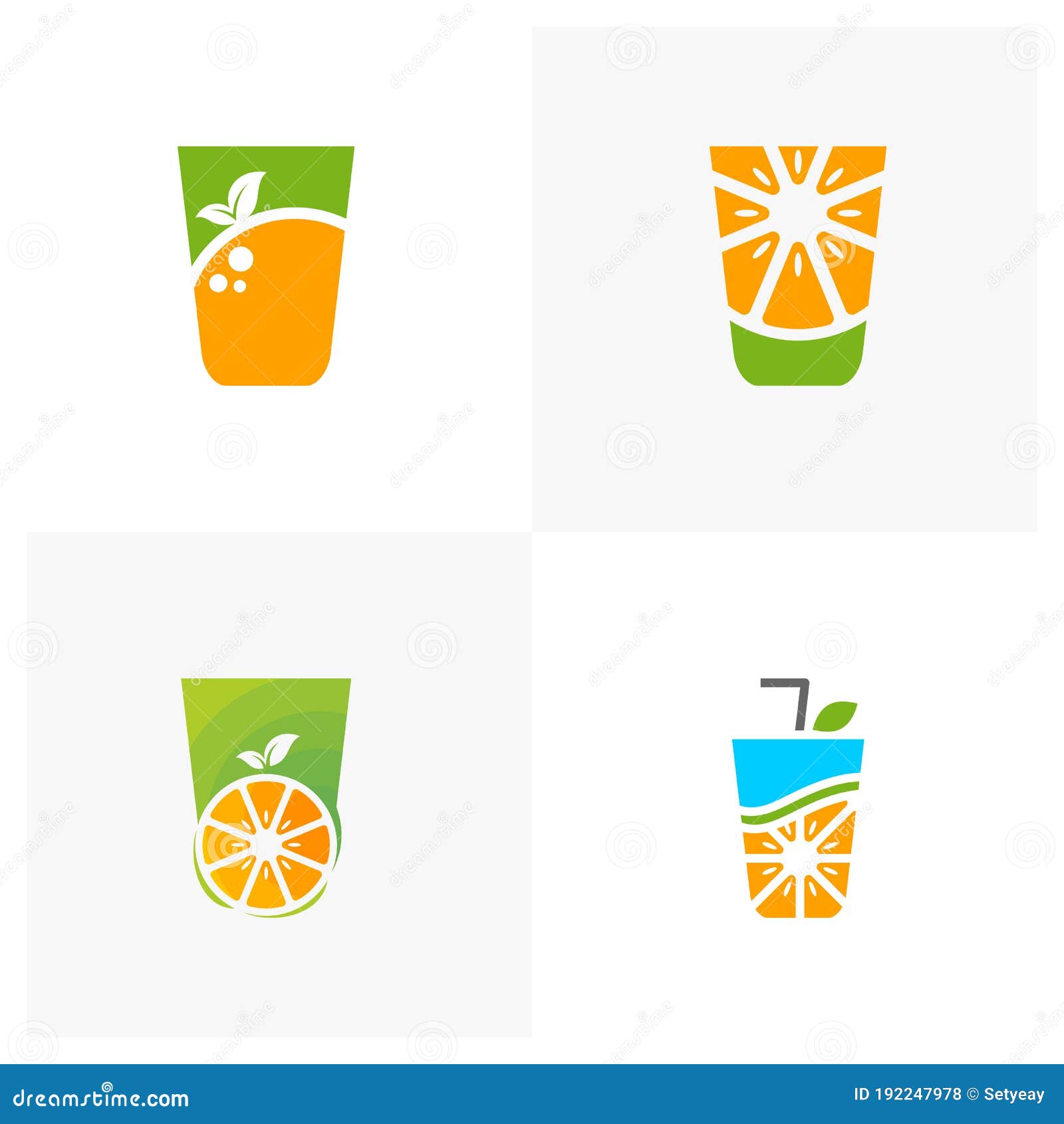 Set of Modern Fresh Orange Logo Vector Illustration, Fresh Orange Slice ...