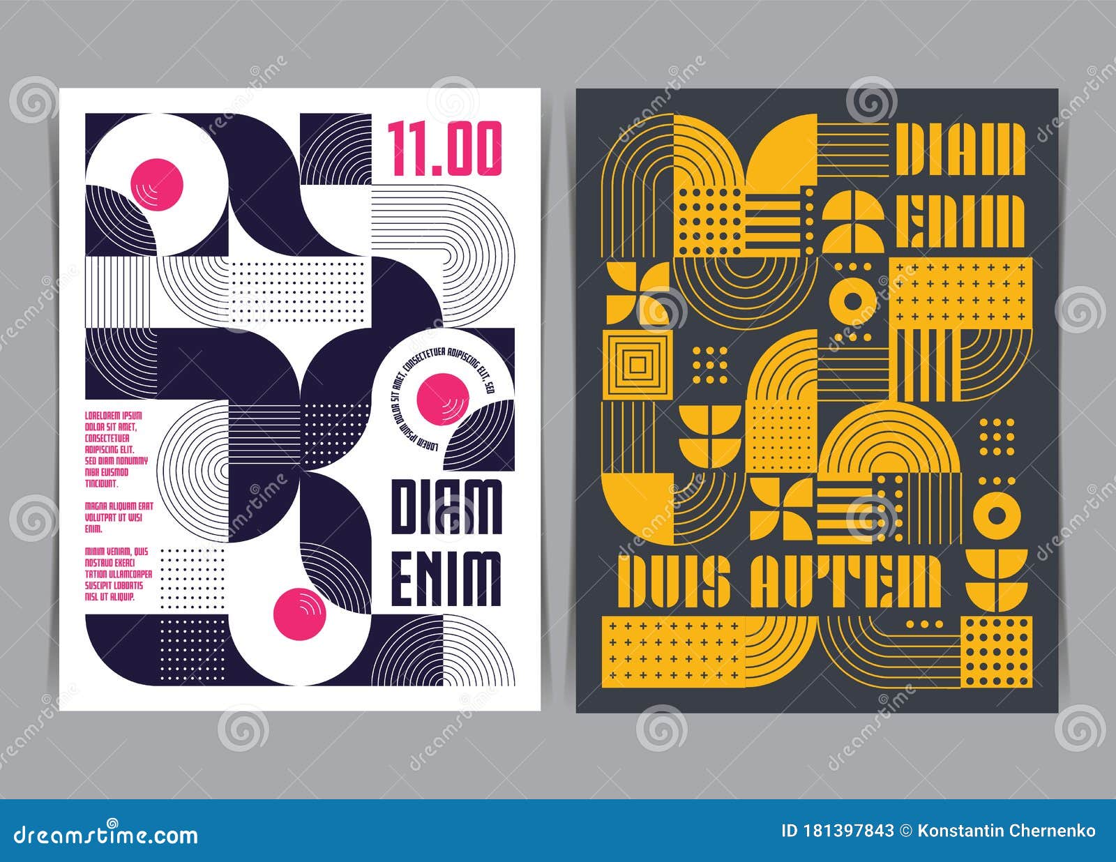 Set of Modern Geometric Abstract Flyers Template. Vector Illustration ...
