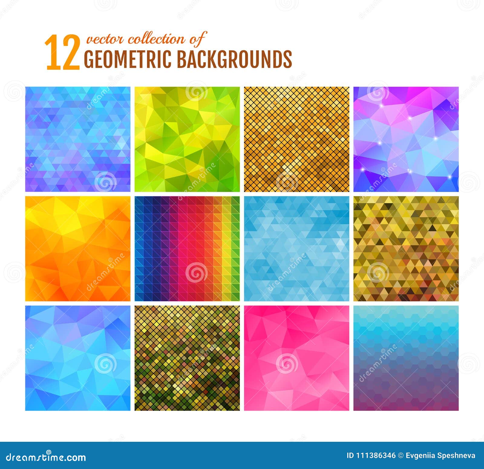 Set of 12 Modern Geometric Backgrounds. Vector Illustration. Stock ...