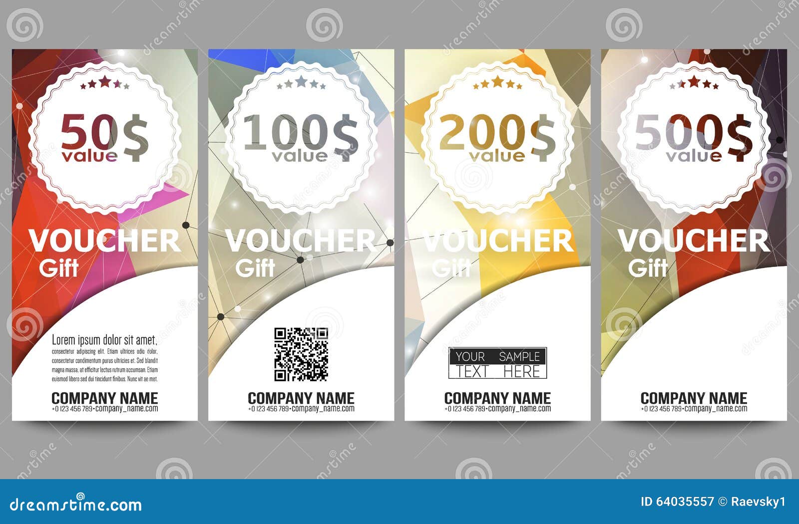 Set of Modern Gift Voucher Templates. Colorful Stock Vector ...