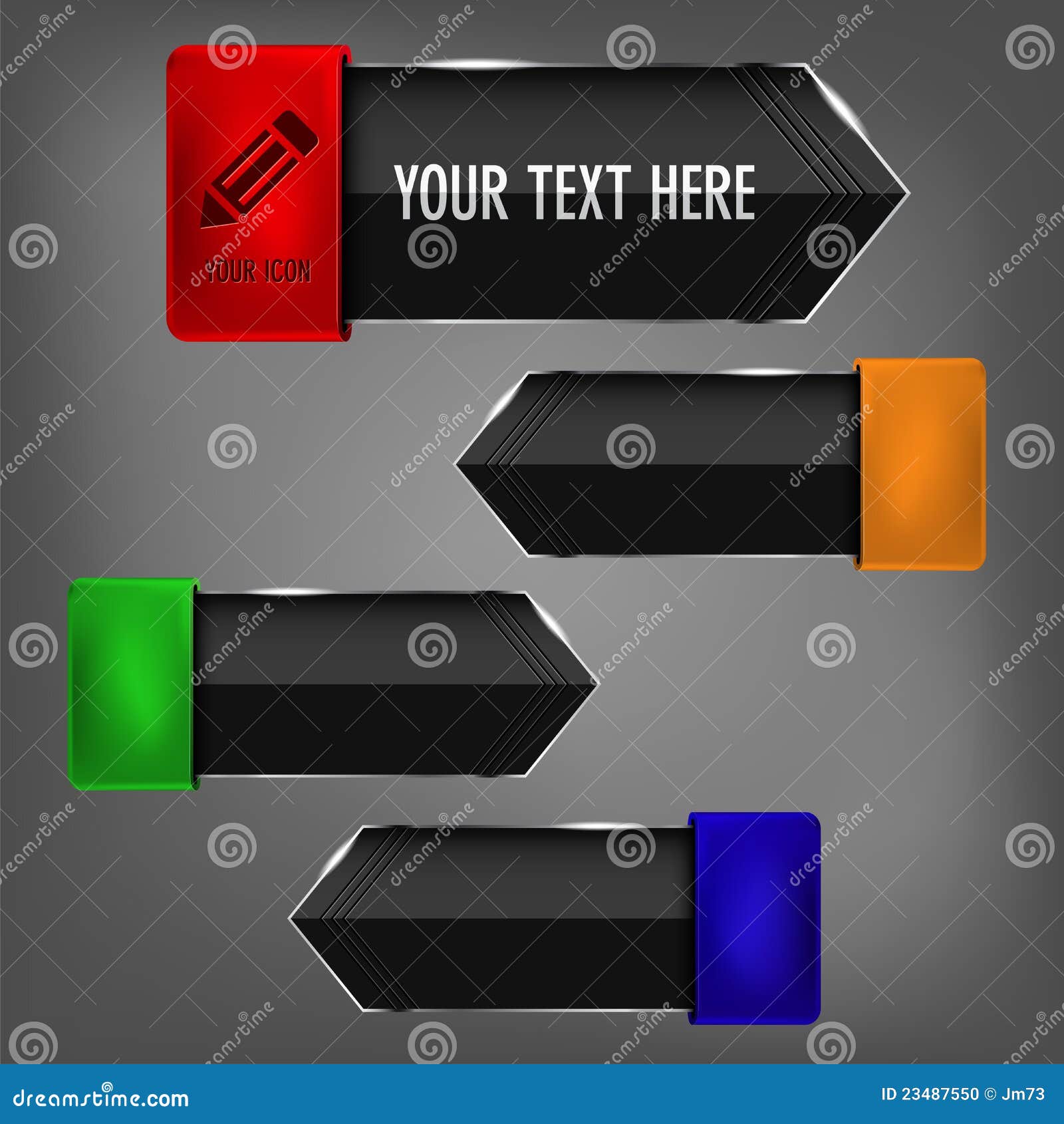 Set Of Modern Glossy Navigation Buttons Stock Vector Illustration Of