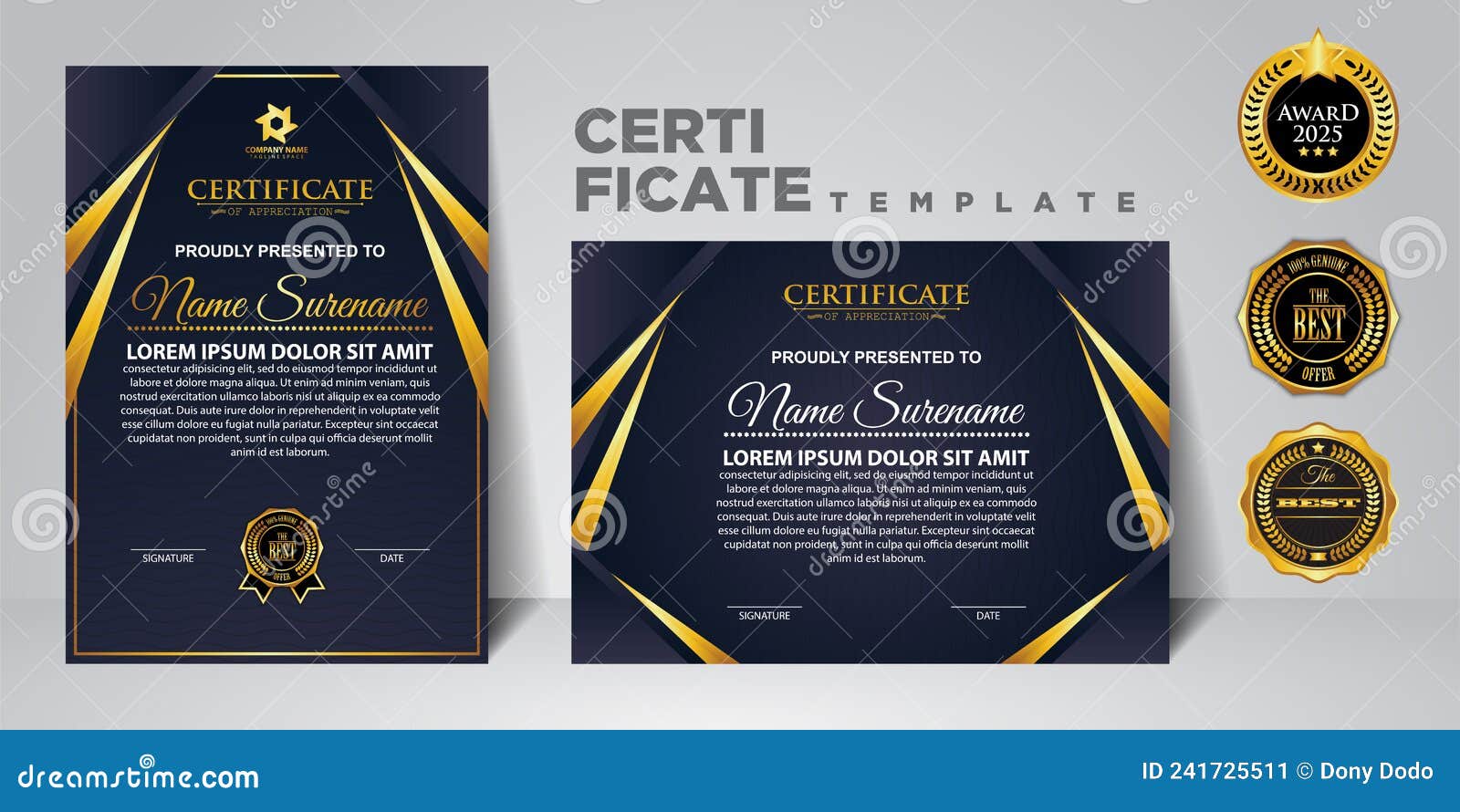 Set Modern Gradient Color Certificate Template Design. Certificate of ...