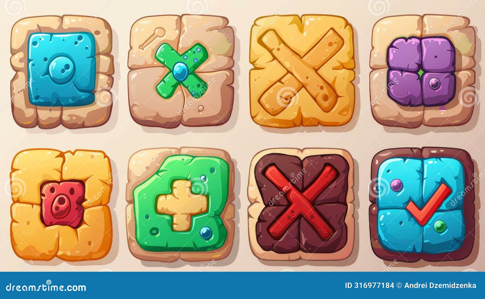 Game Buttons, Boards, Bars, Check Marks, And Sliders With Candy And ...