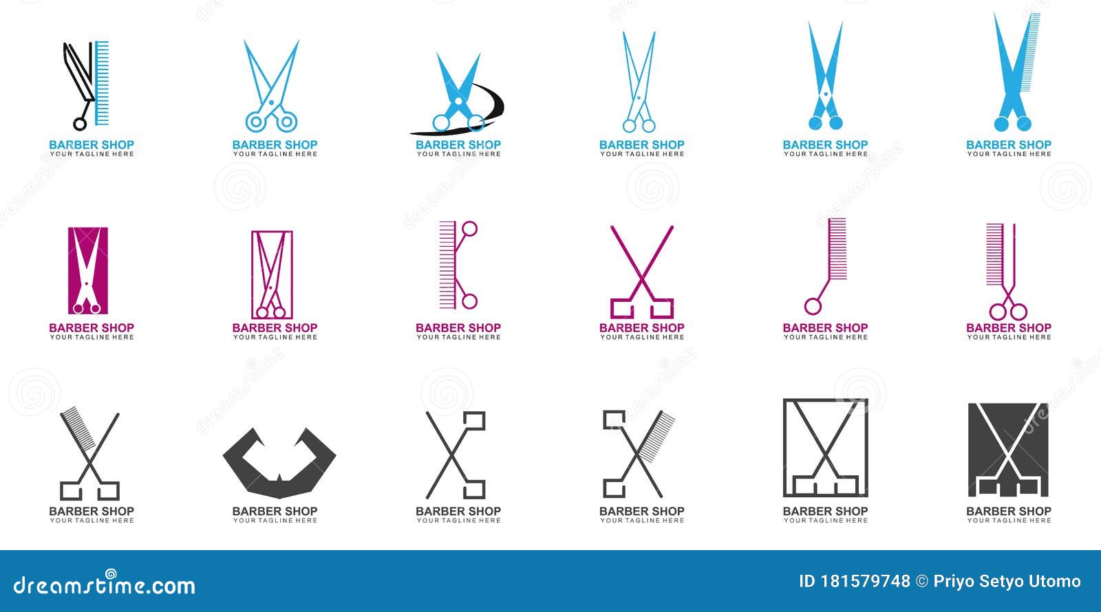 Set of Modern Hair Salon Logo Design Stock Vector - Illustration of ...