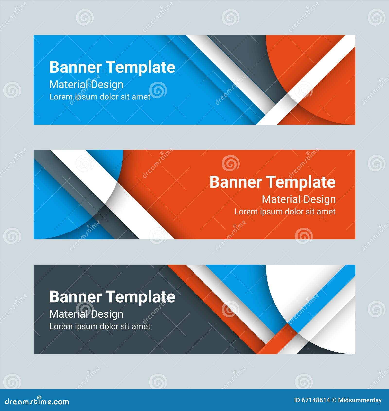Set of Modern Horizontal Vector Banners in a Material Design Style. Can ...