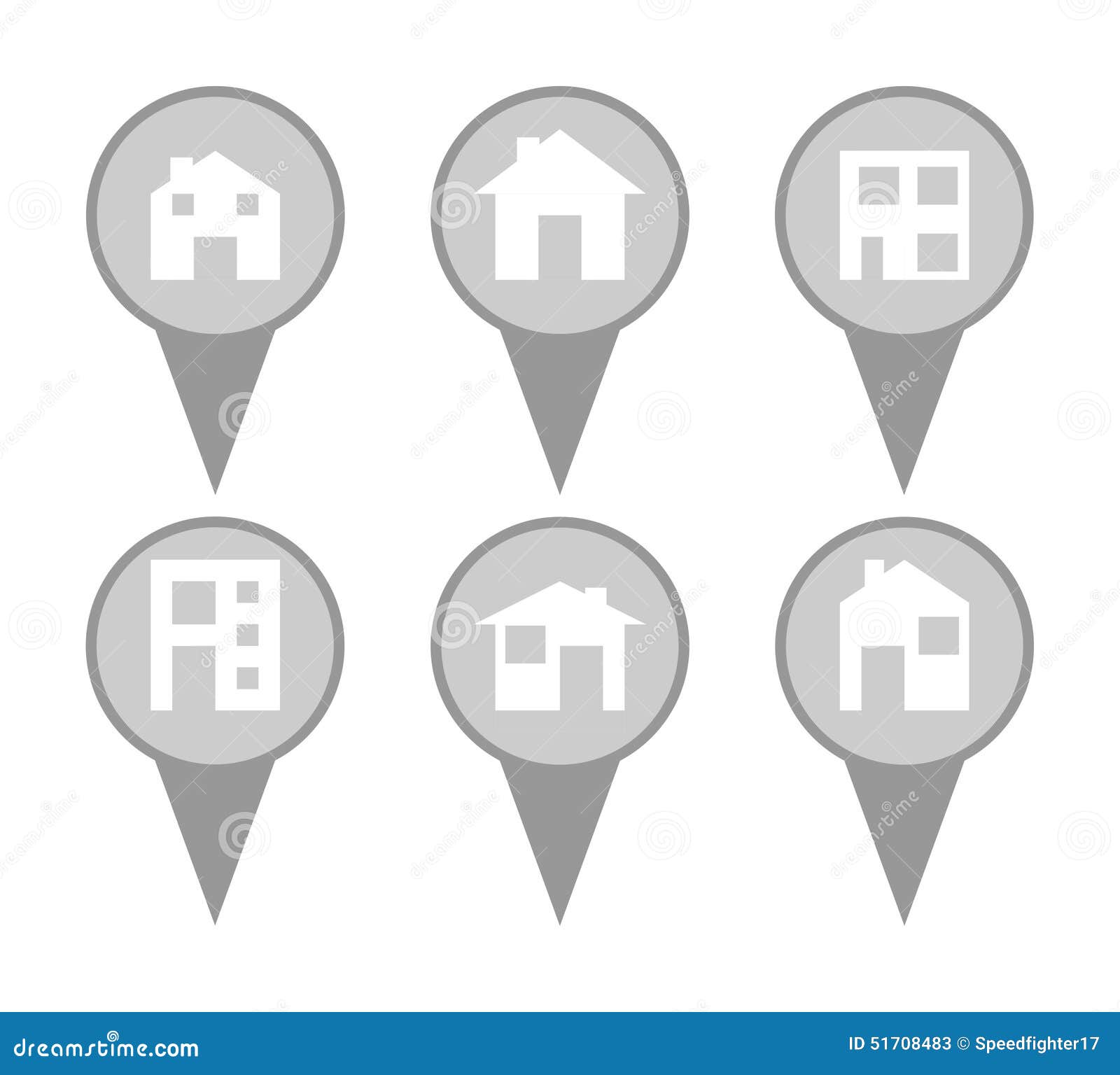 Set of Modern House Map Pin Icons Stock Illustration - Illustration of ...