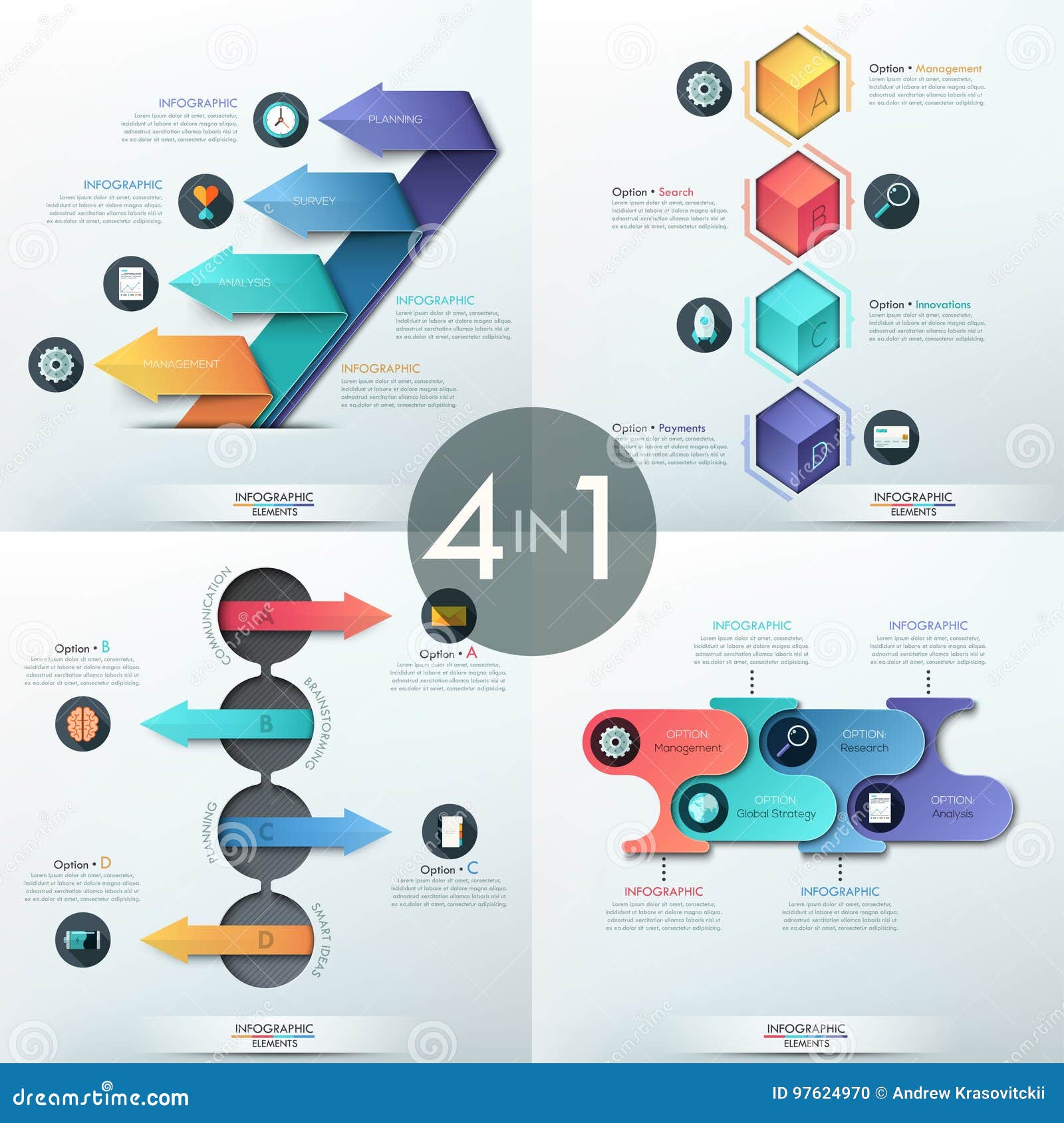 Set of 4 Modern Infographic Design Templates Stock Vector ...