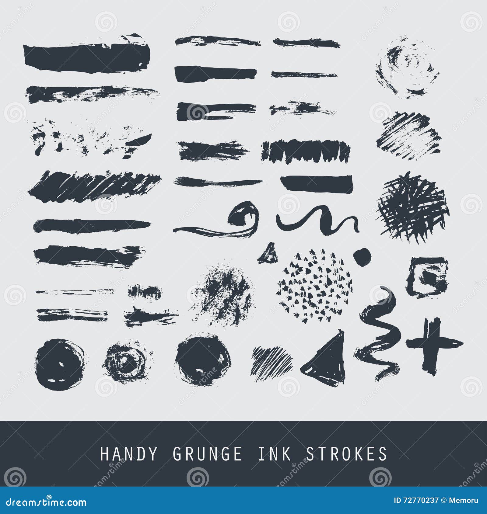 Set of Modern Ink Grunge Brush Strokes. Textures, Lines, Splashes, Dots ...