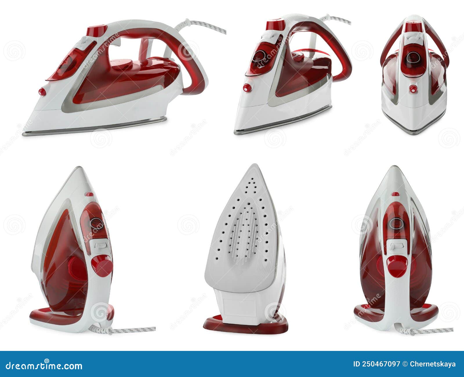 Set with Modern Irons on White Background Stock Image - Image of ...
