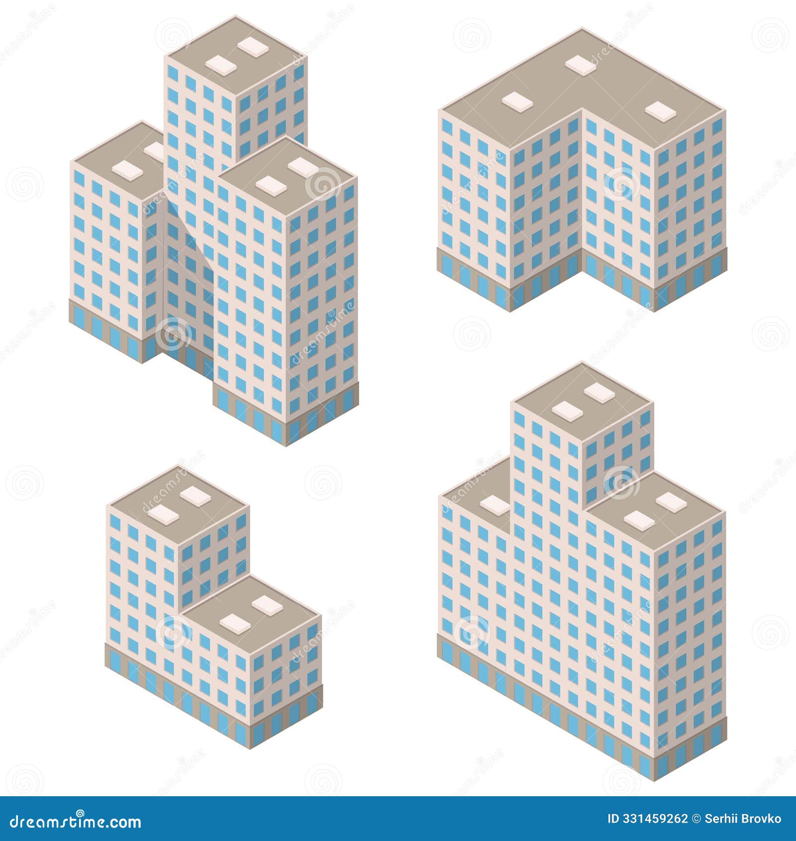 Set of Modern Isometric Buildings. Isometric City Maps. Vector ...