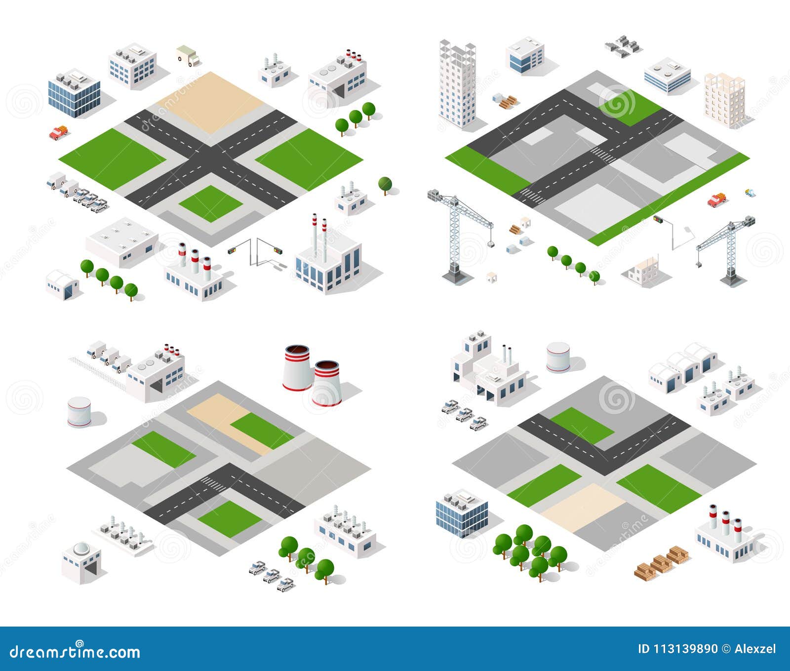 Set of Modern Isometric Buildings Stock Vector - Illustration of office ...