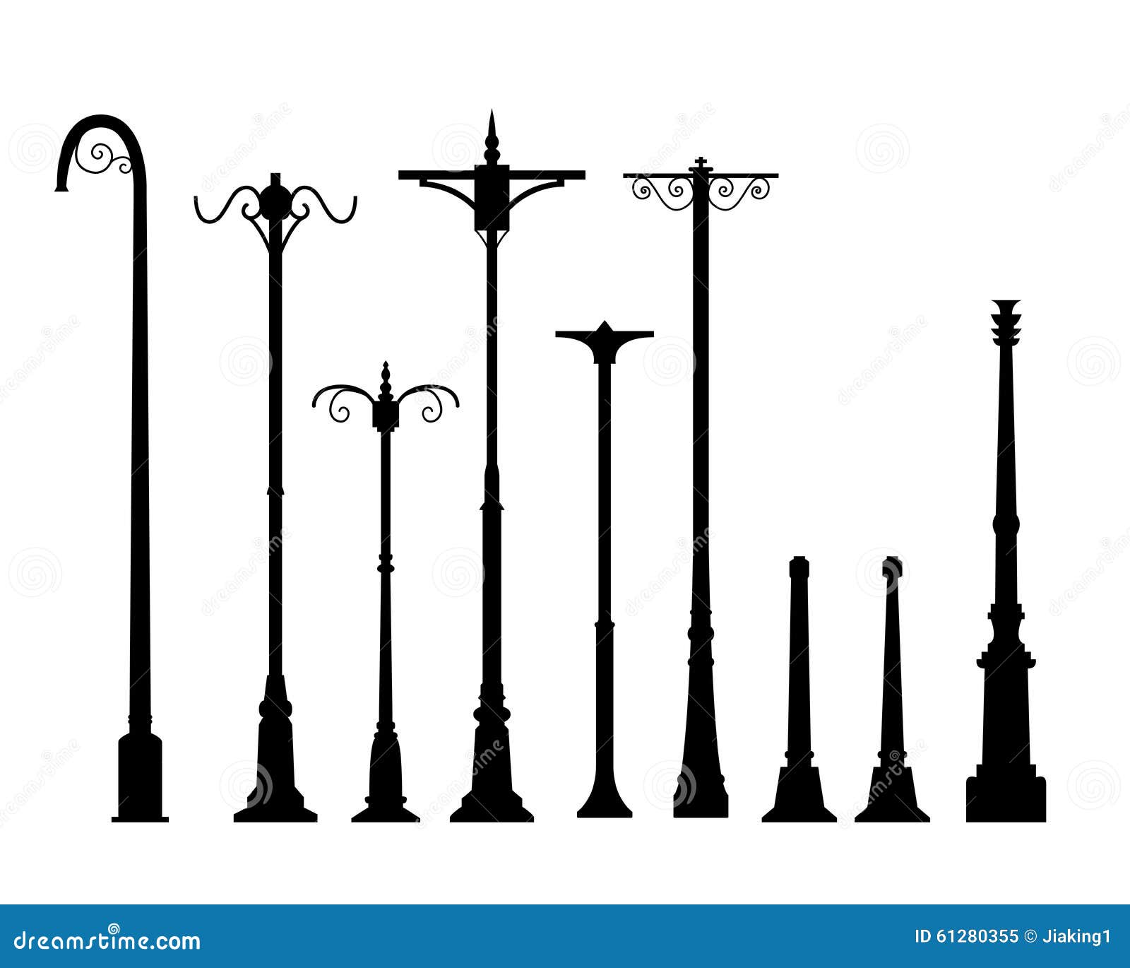 Set of Modern Lamp Post in Flat Style Stock Vector - Illustration of ...