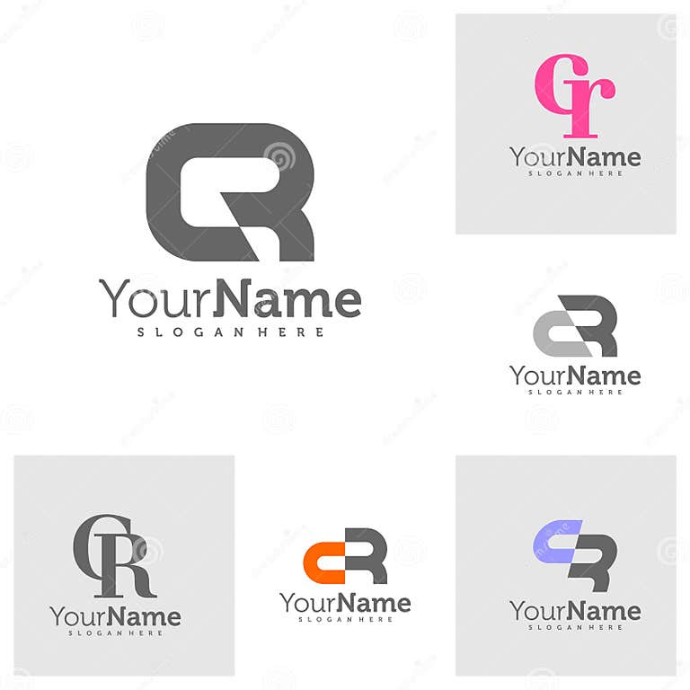 Set of Modern Letter CR Logo Design Vector. Creative CR Logo Concepts ...