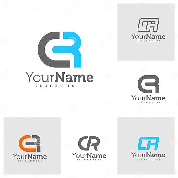 Set of Modern Letter CR Logo Design Vector. Creative CR Logo Concepts ...
