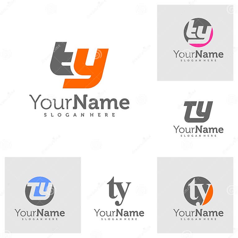 Set of Modern Letter TY Logo Design Vector. Creative TY Logo Concepts ...