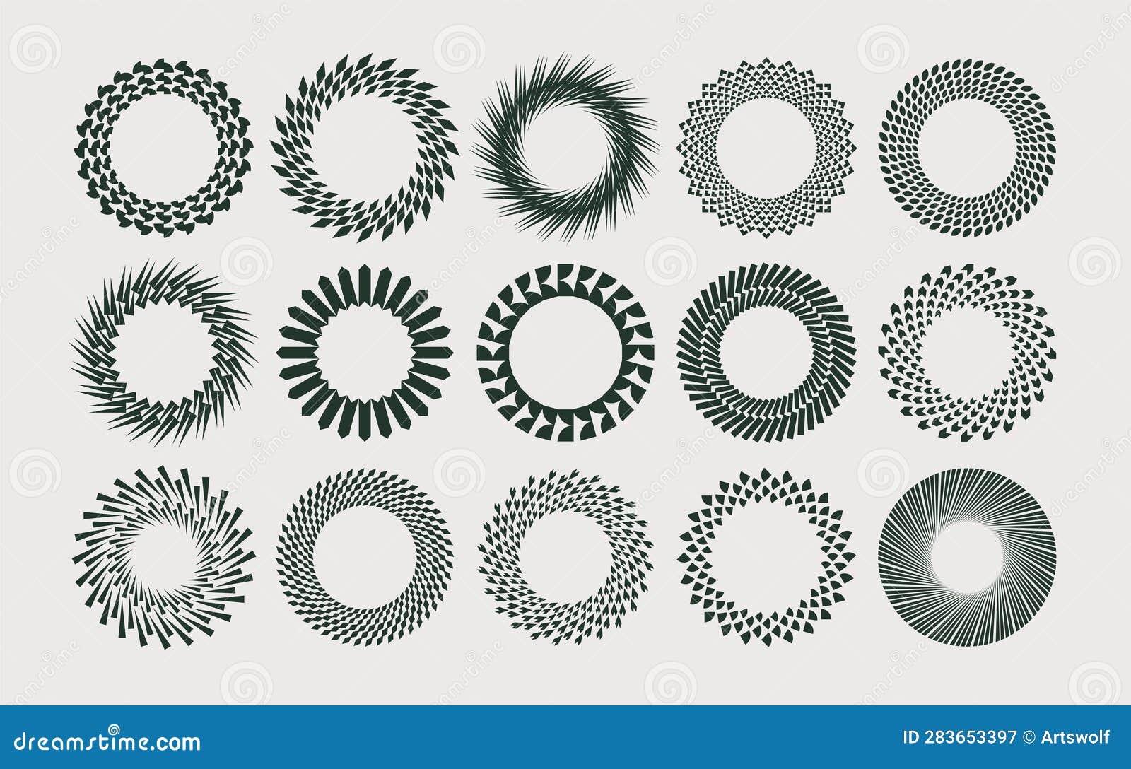 Set of Modern Line Abstract Circle Border Logo. Geometry Line Round ...