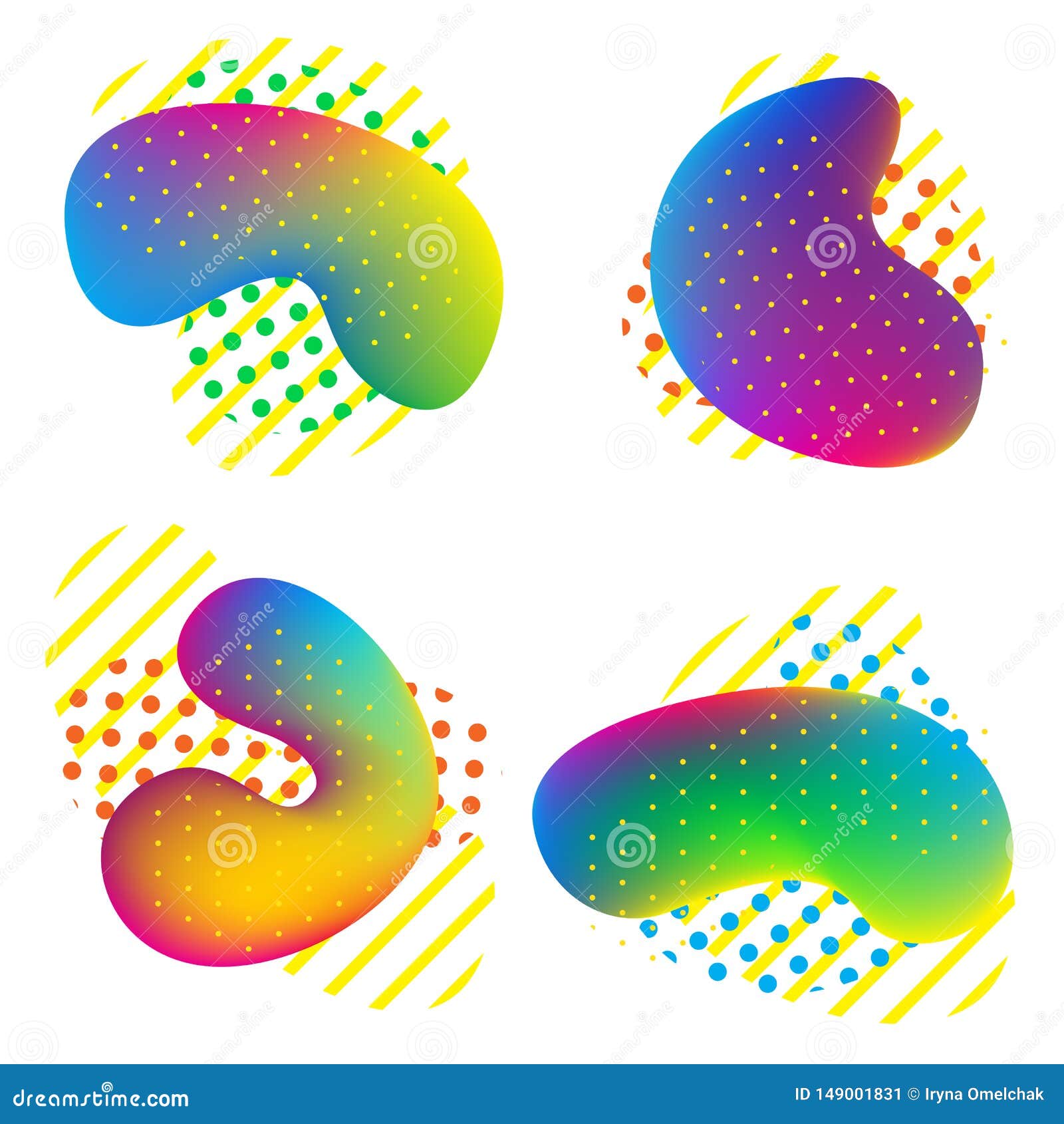 Set of Modern Liquid Abstract Element Isolated on White Background ...