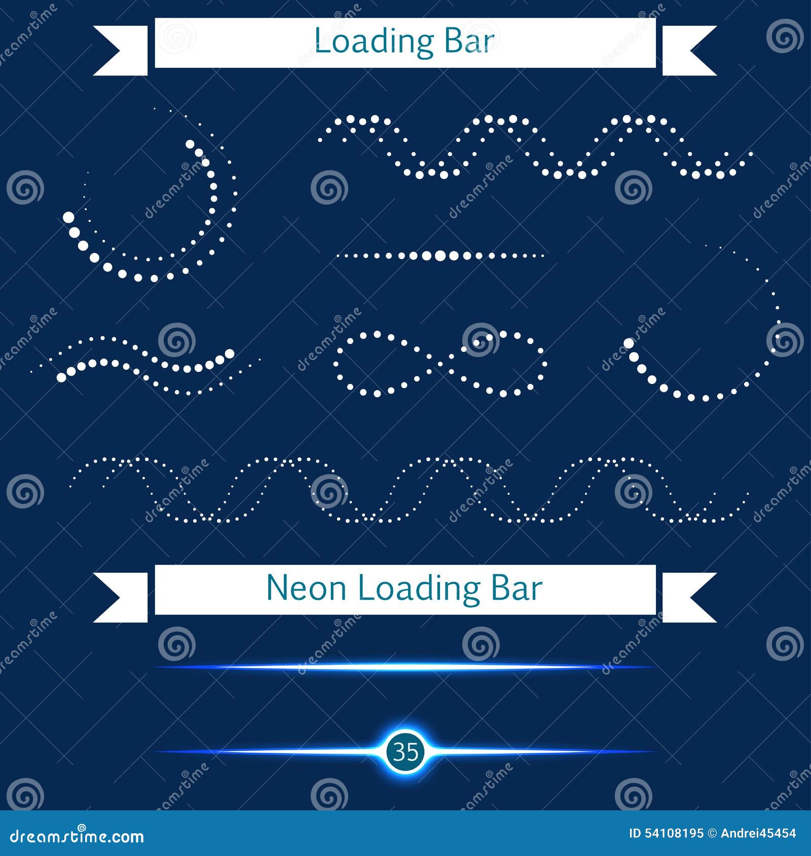 Set of Modern Loading Bars on a Dark Background - Stock . Stock ...