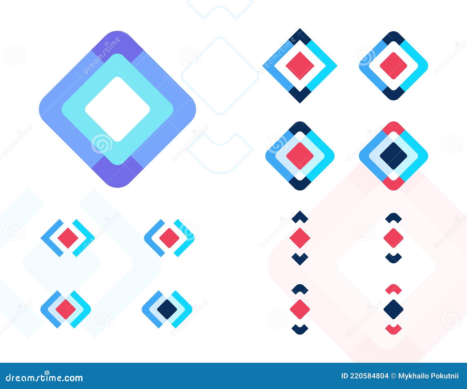 Set of Modern Logotypes in Rhomboid Shape Stock Illustration ...