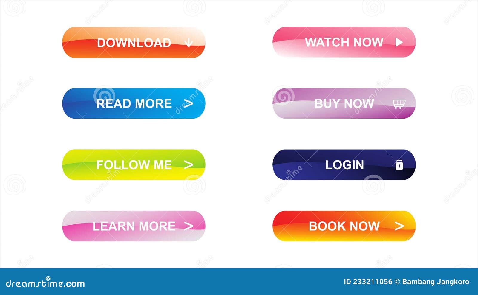 Set of Modern Material Style Buttons for Website, Mobile App and ...