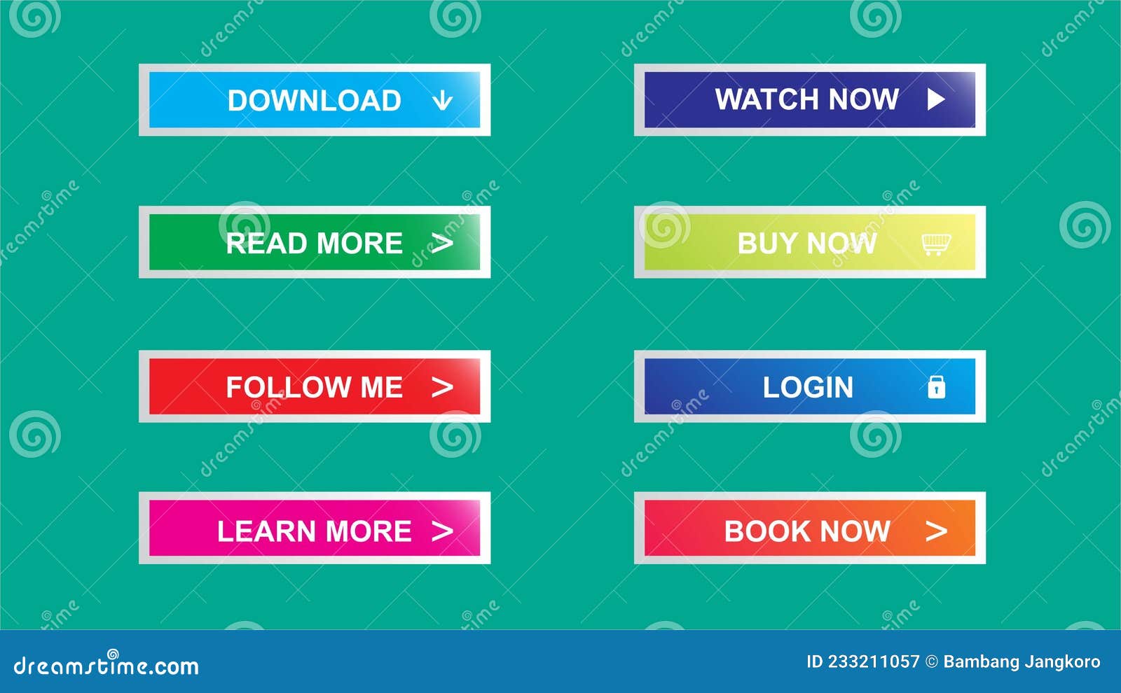 Set of Modern Material Style Buttons for Website, Mobile App and ...