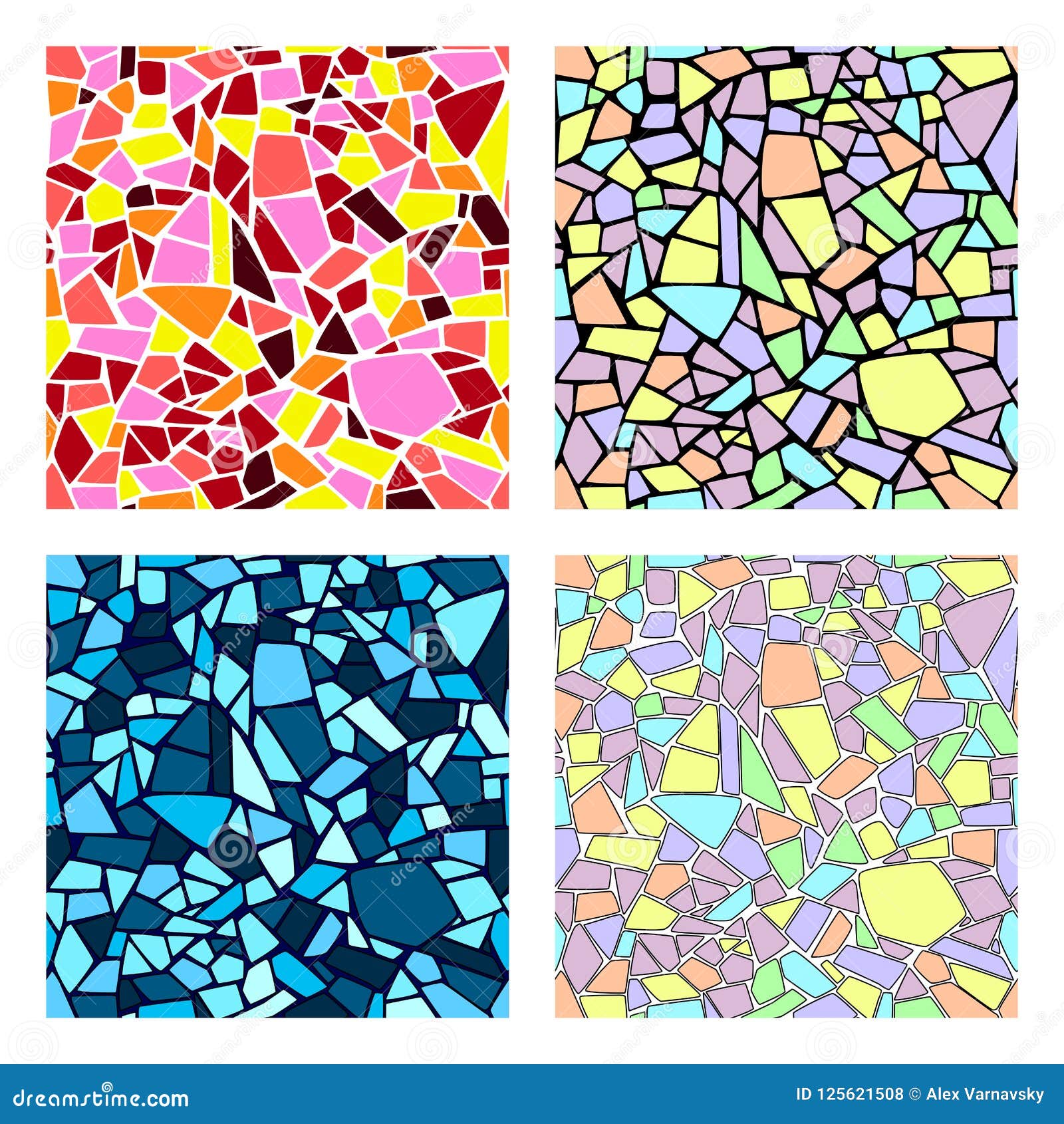 Set of Modern Mosaic Seamless Pattern of Multicolored Shapes Stock ...