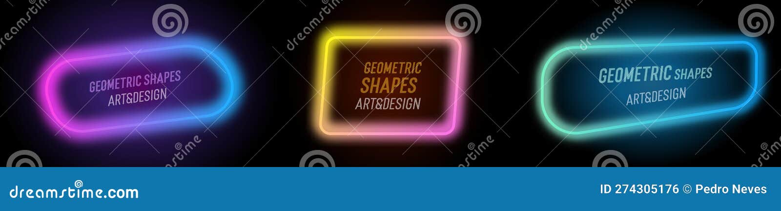 Set of Modern Neon Led Shapes. Fluid Vector Trendy Elements Stock ...