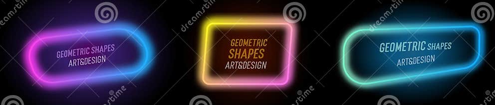 Set of Modern Neon Led Shapes. Fluid Vector Trendy Elements Stock ...