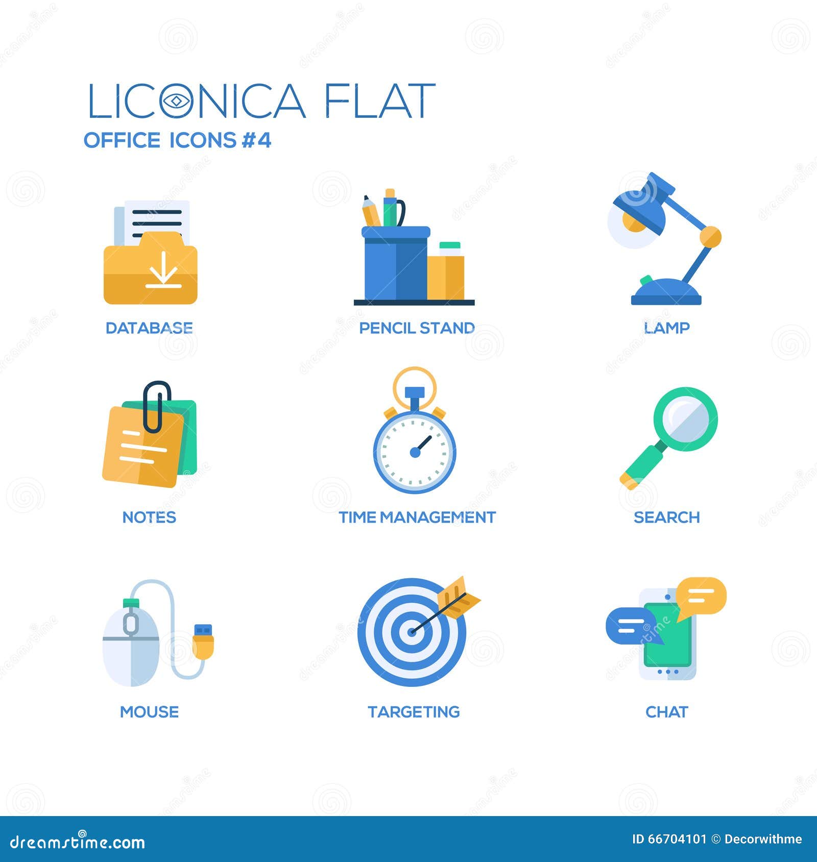 Set of Modern Office Flat Design Icons and Pictograms. Stock Vector ...